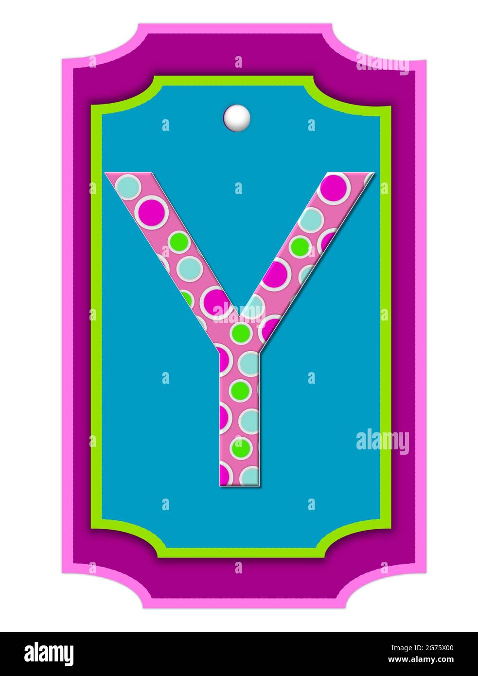 The letter Y, in the alphabet set "Tag It" is a ticket-style tag in ...