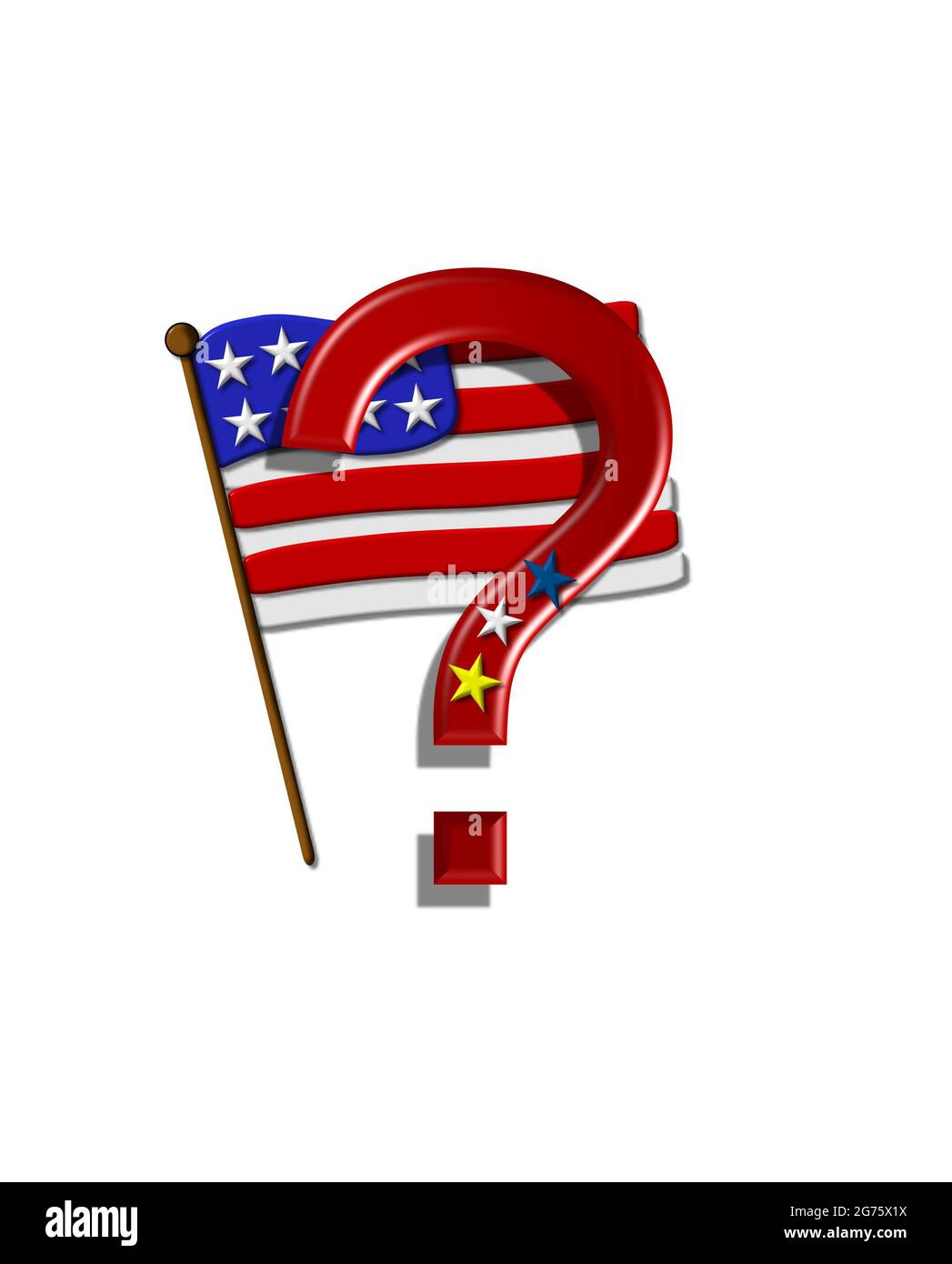 Question mark , in the alphabet set "Stars and Stripes," is red with ...