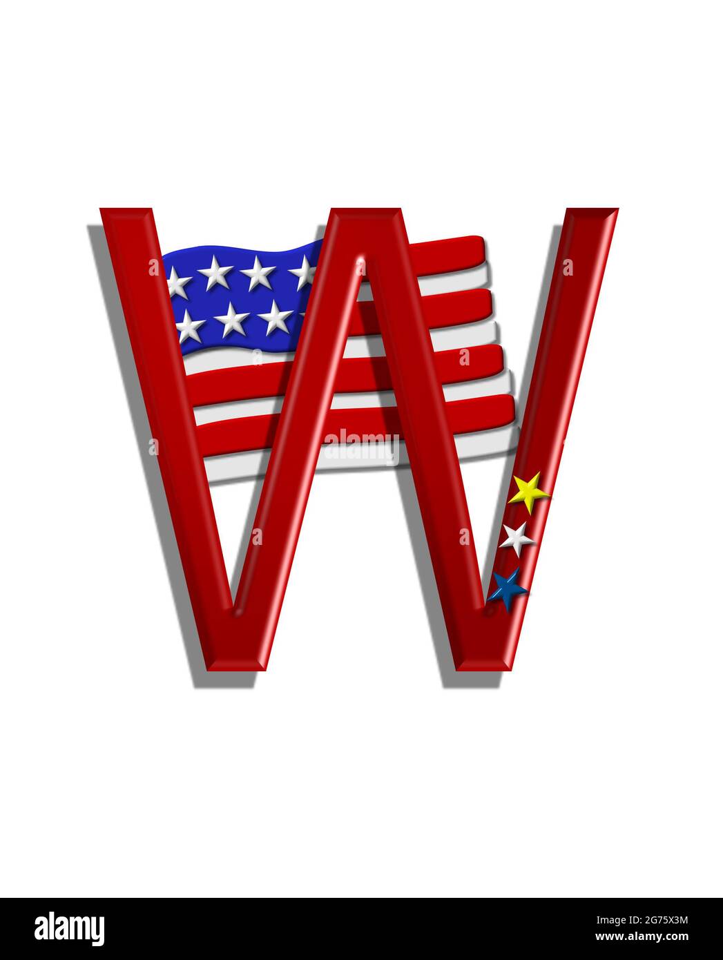 The letter W, in the alphabet set "Stars and Stripes," is red with ...