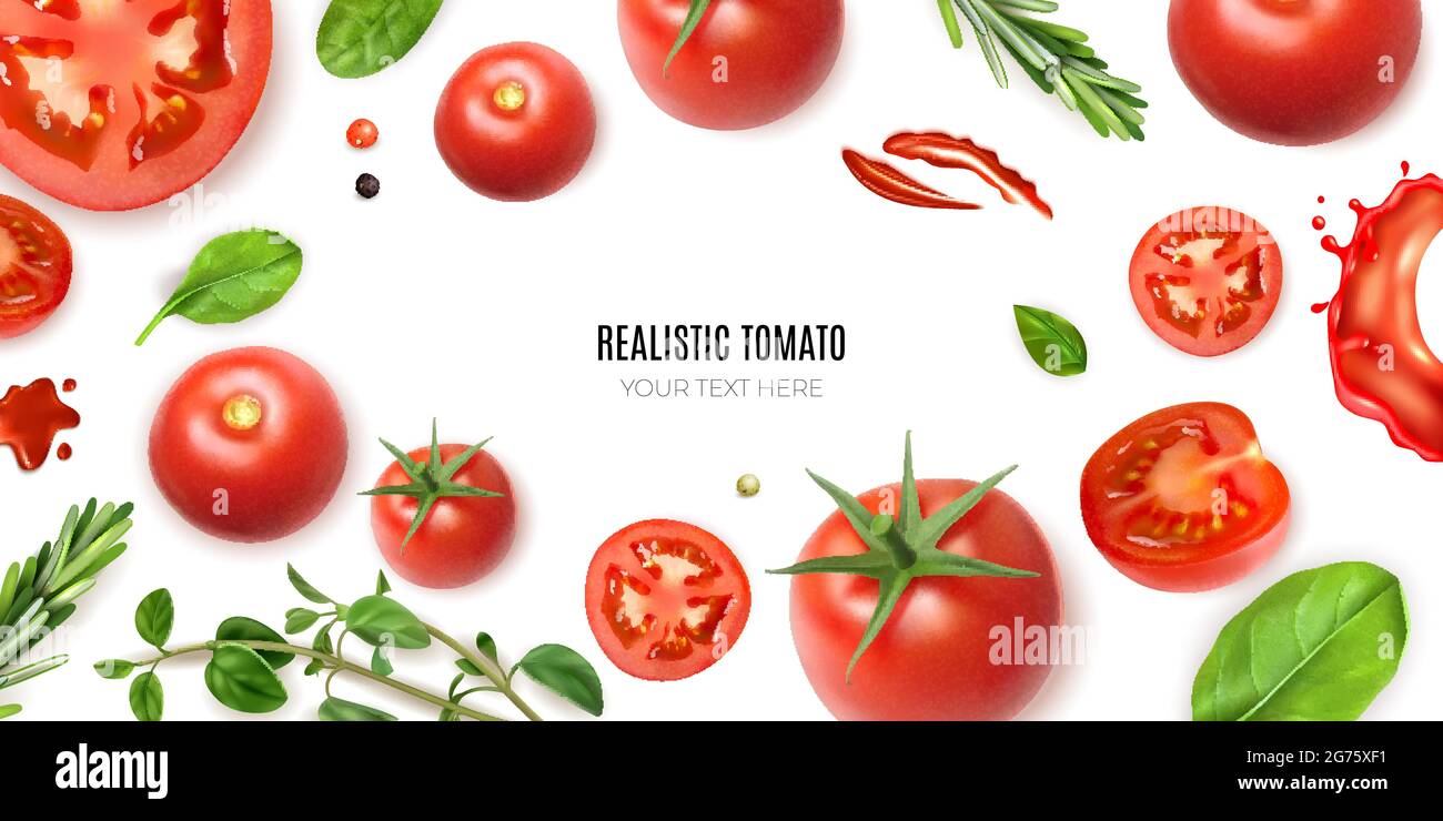 Realistic tomato frame background with editable text surrounded by ...