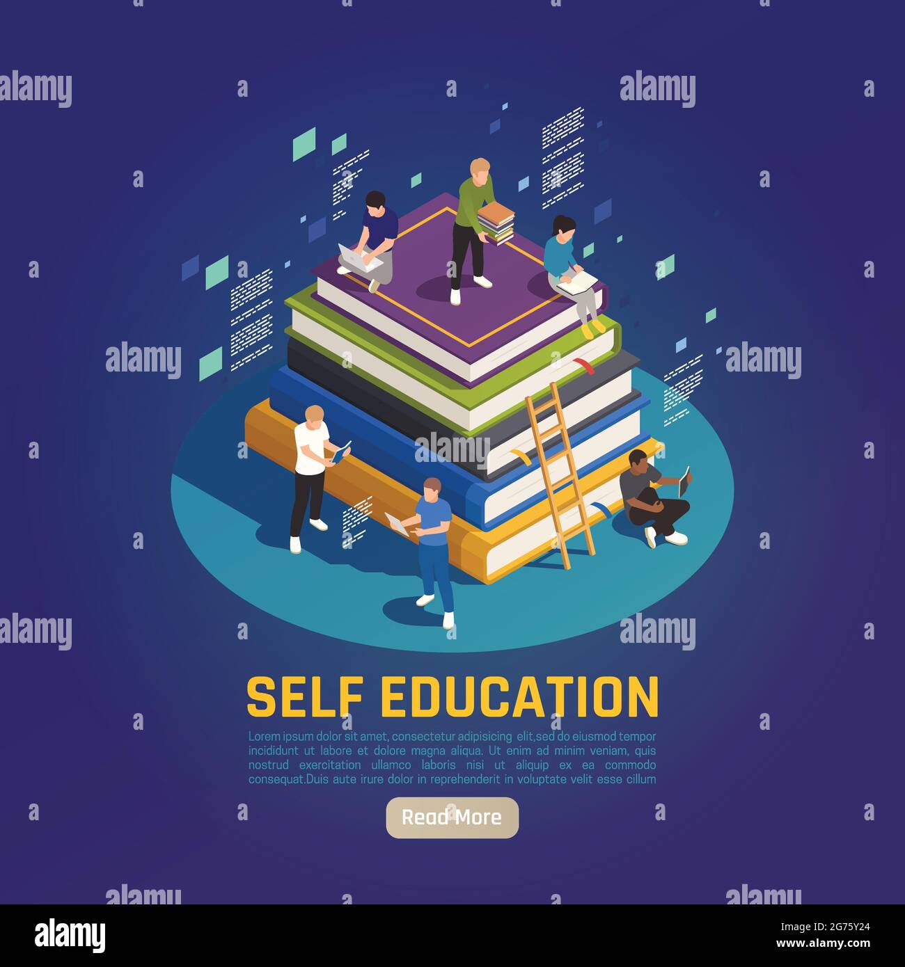 Self education for personal development isometric design with people ...