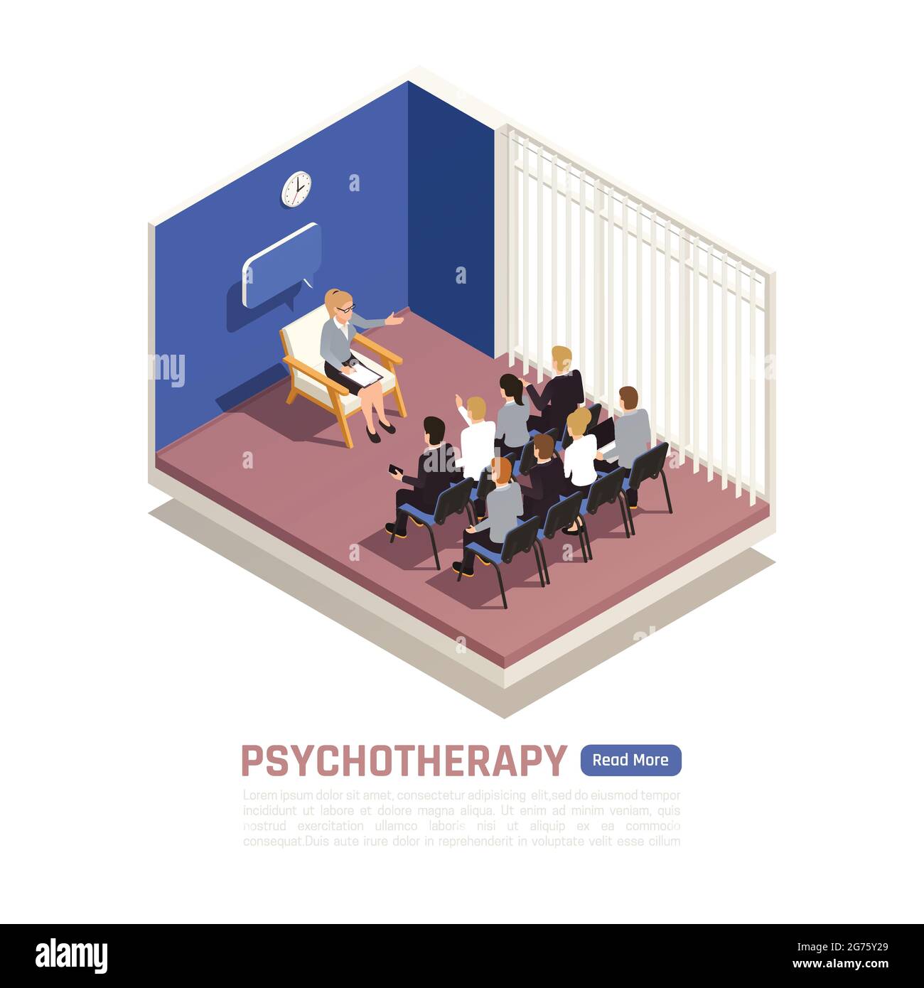 Group psychotherapy counseling session conducted by professional ...
