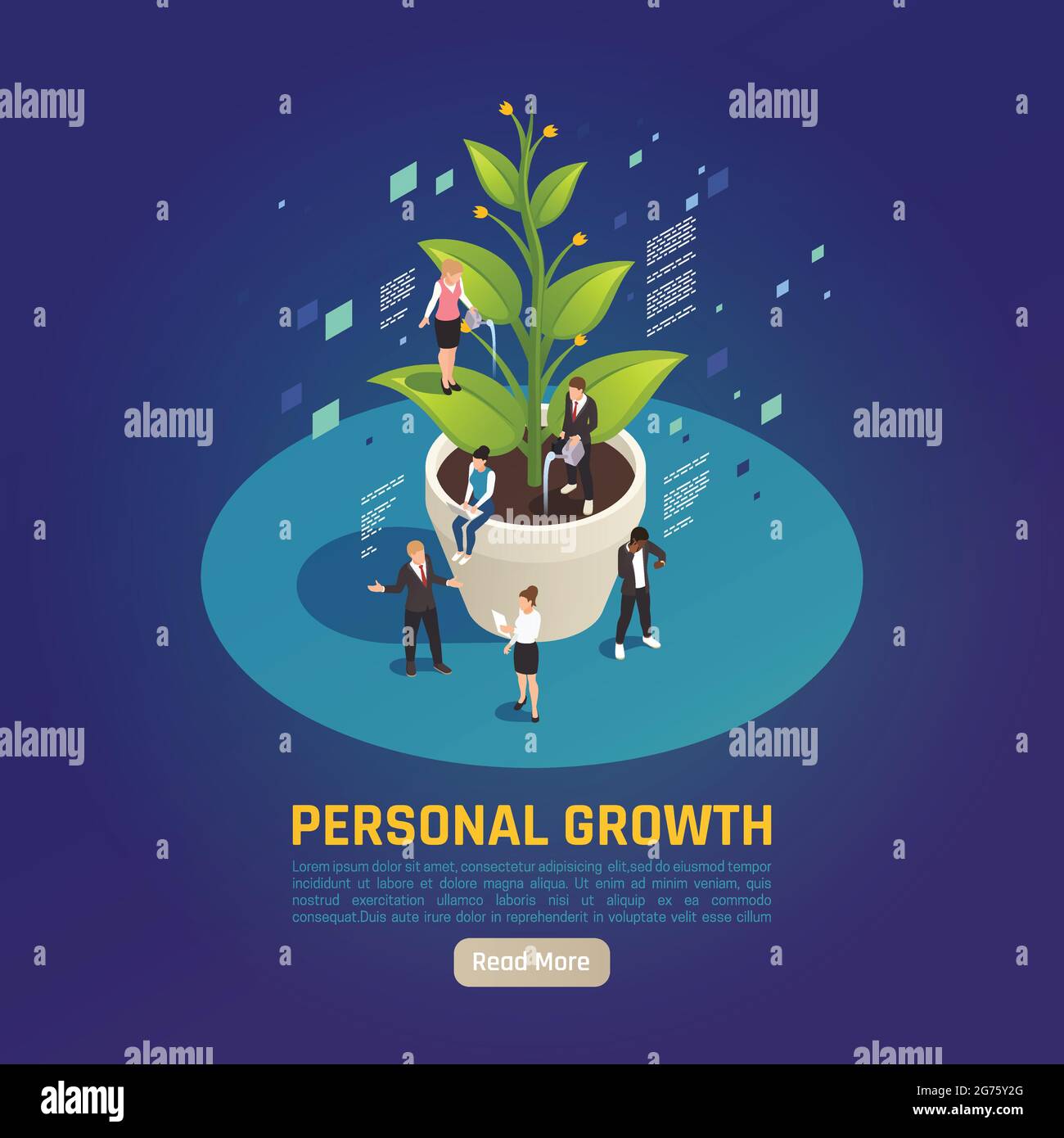 Personal growth development plant metaphor circular isometric ...