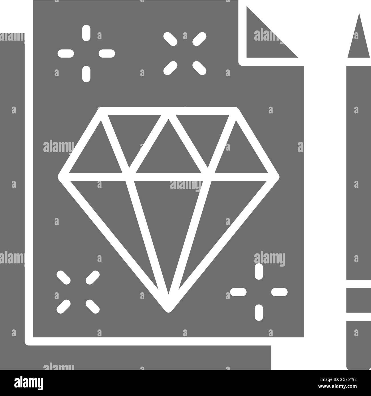Diamond sign sketch, tattoo studio contract gray icon Stock Vector ...