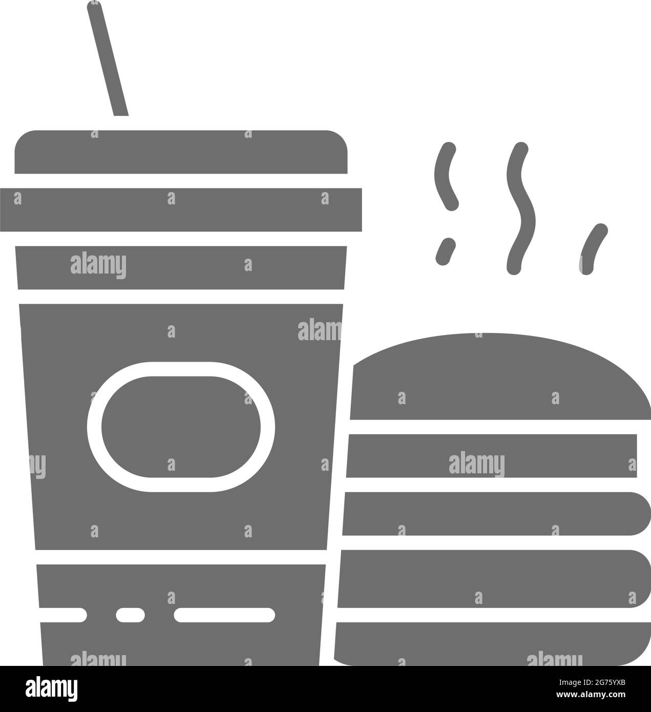 Fast food, american food, burger and soda grey icon Stock Vector Image ...