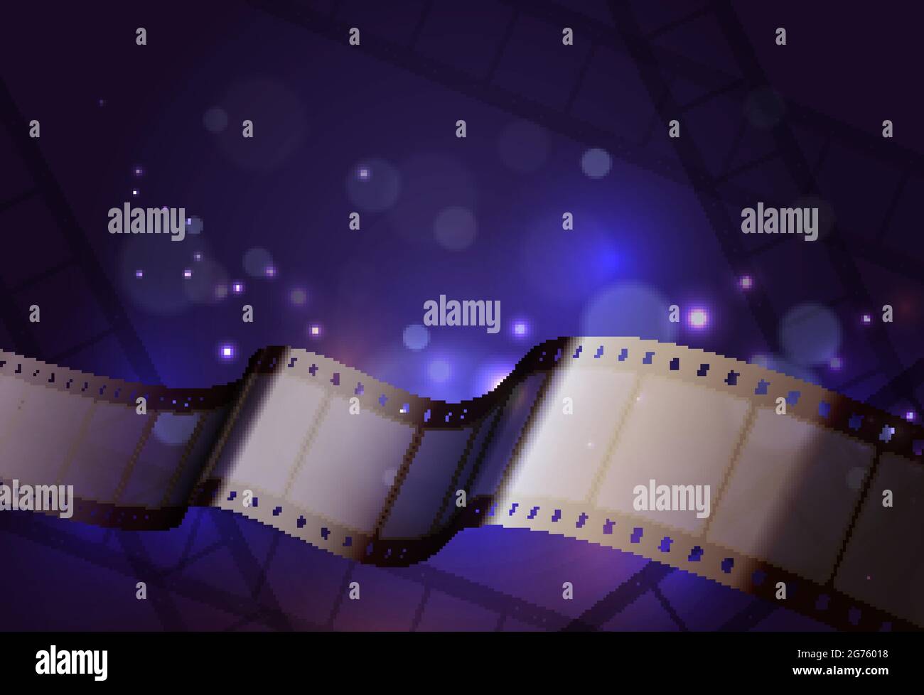 Film stripes reels realistic composition with curvy strip in front of ...