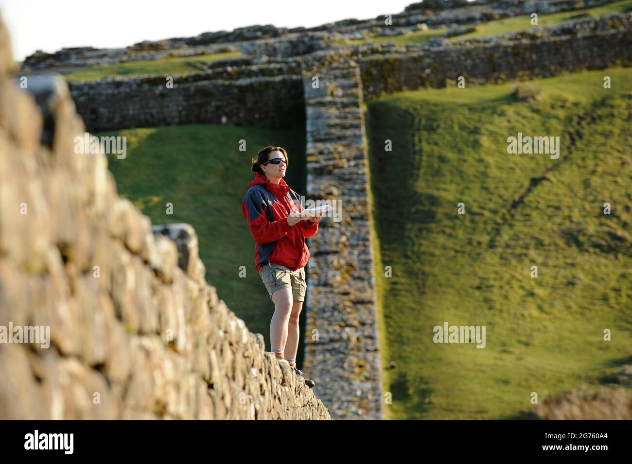 Hadrian's Wall near Bardon Mill in Northumberland, England Stock Photo ...