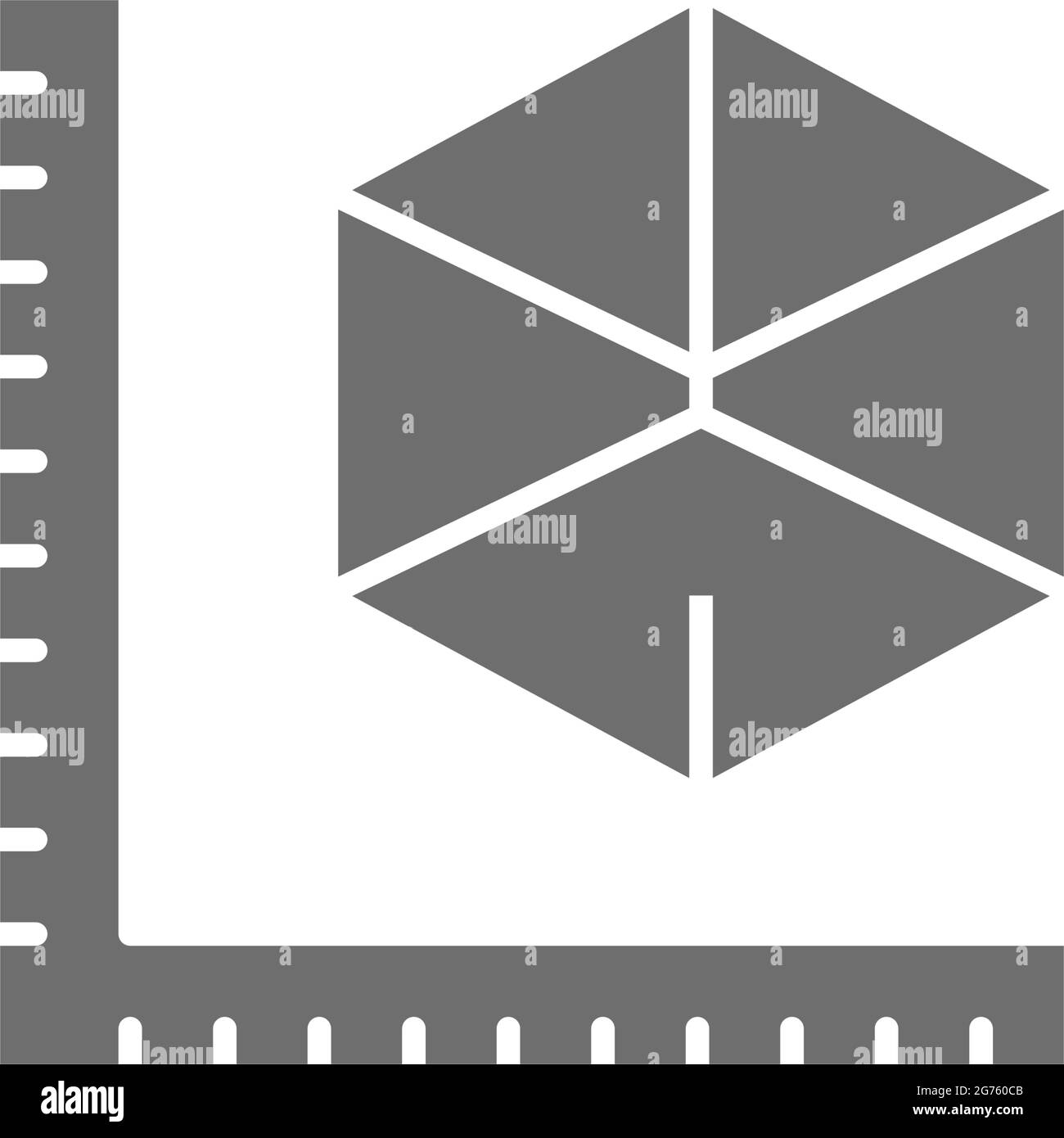 Sizes of 3 dimensional model products, 3D modeling grey icon Stock ...