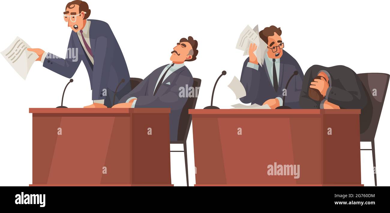 Justice with wooden tribunes and trial vector illustration Stock Vector ...