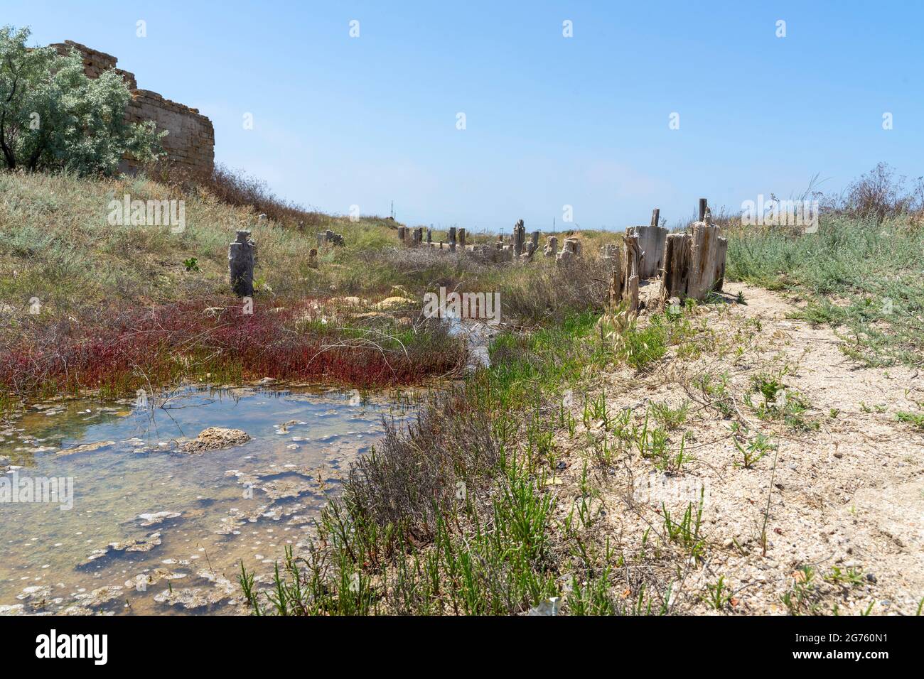 Ecological problem. dirty water of a stream flowing into the sea Stock ...