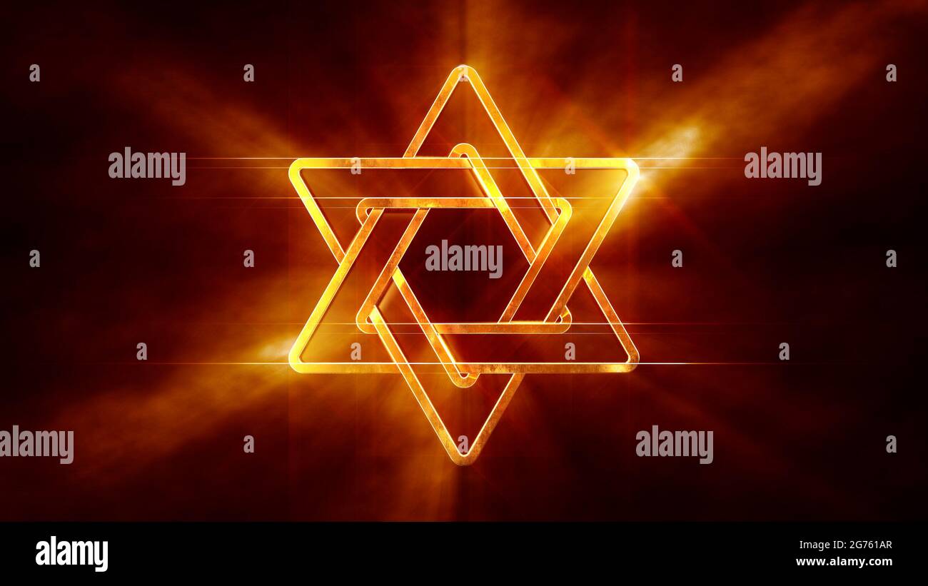 beautiful david star background - concept object 3D illustration Stock ...