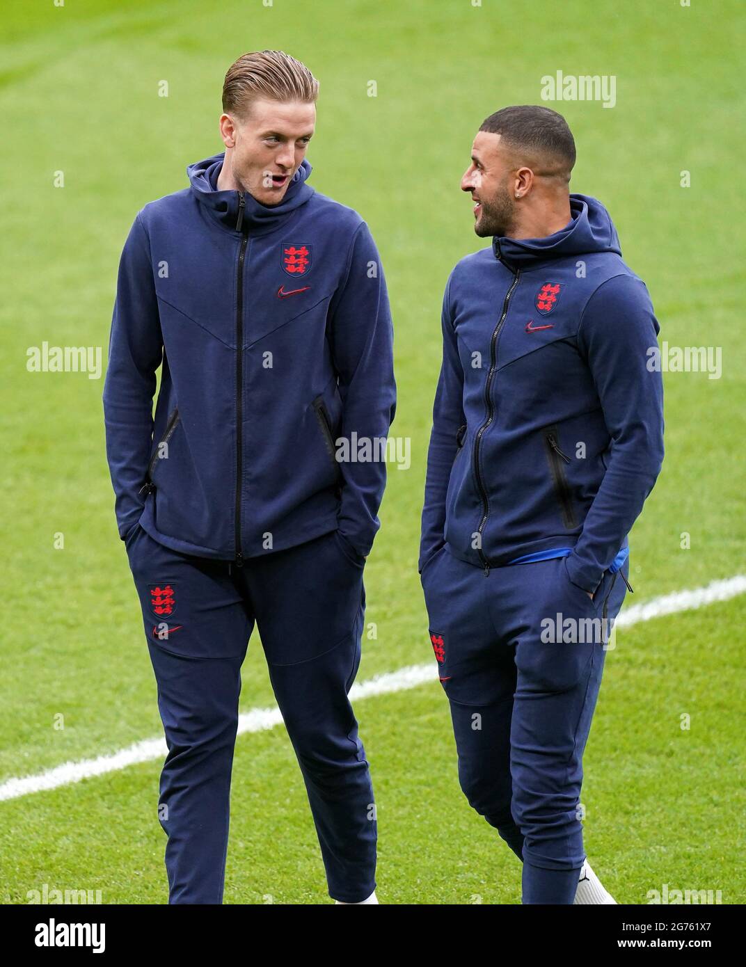 England goalkeeper Jordan Pickford and Kyle Walker ahead of the UEFA ...