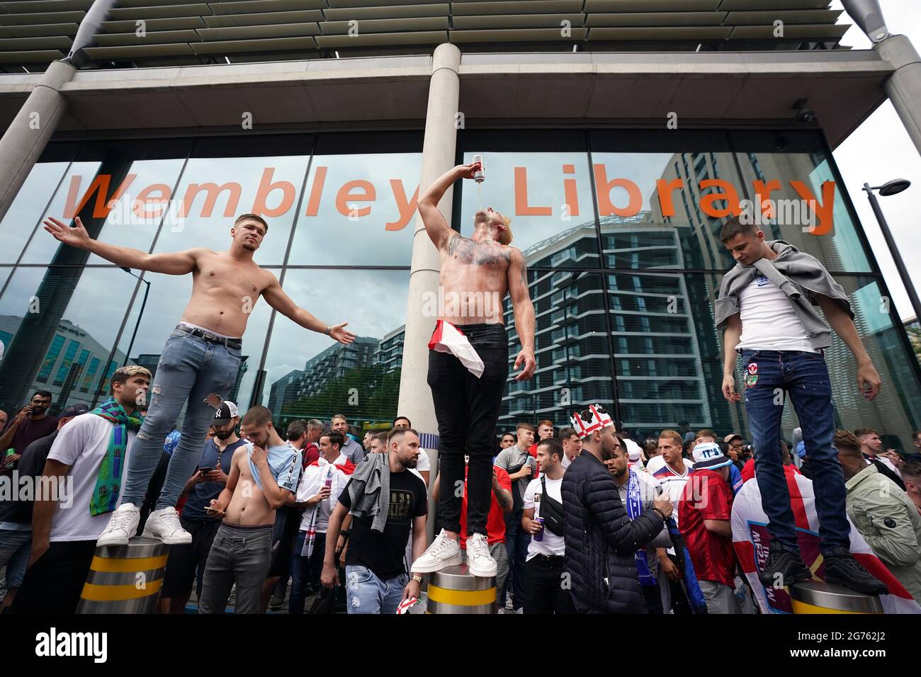England fans outside the ground ahead of the UEFA Euro 2020 Final at ...