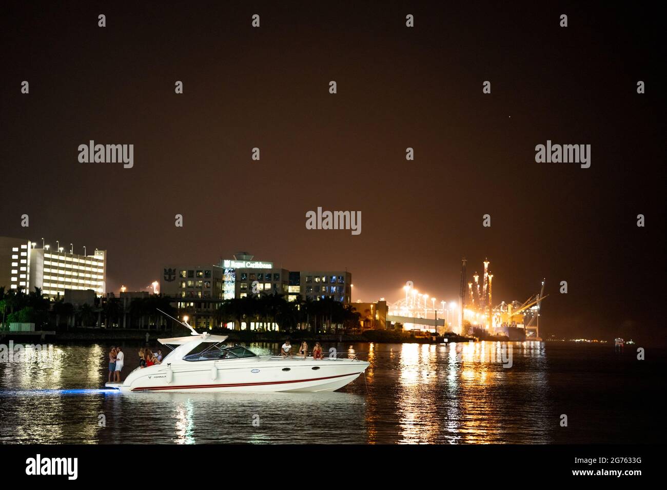 Miami, FL, USA - July 9, 2021: People having a party on a boat Miami ...