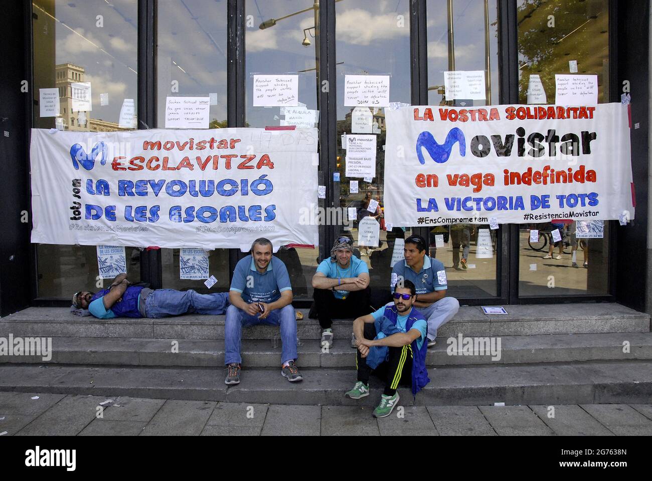 BARCELONA /SPAIN 24 May 2015 Telefonica Movistar workers staged protest ...