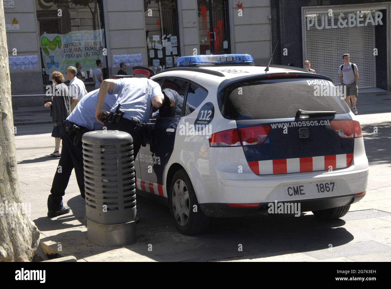 BARCELONA /SPAIN 24 May 2015 Telefonica Movistar workers staged protest ...