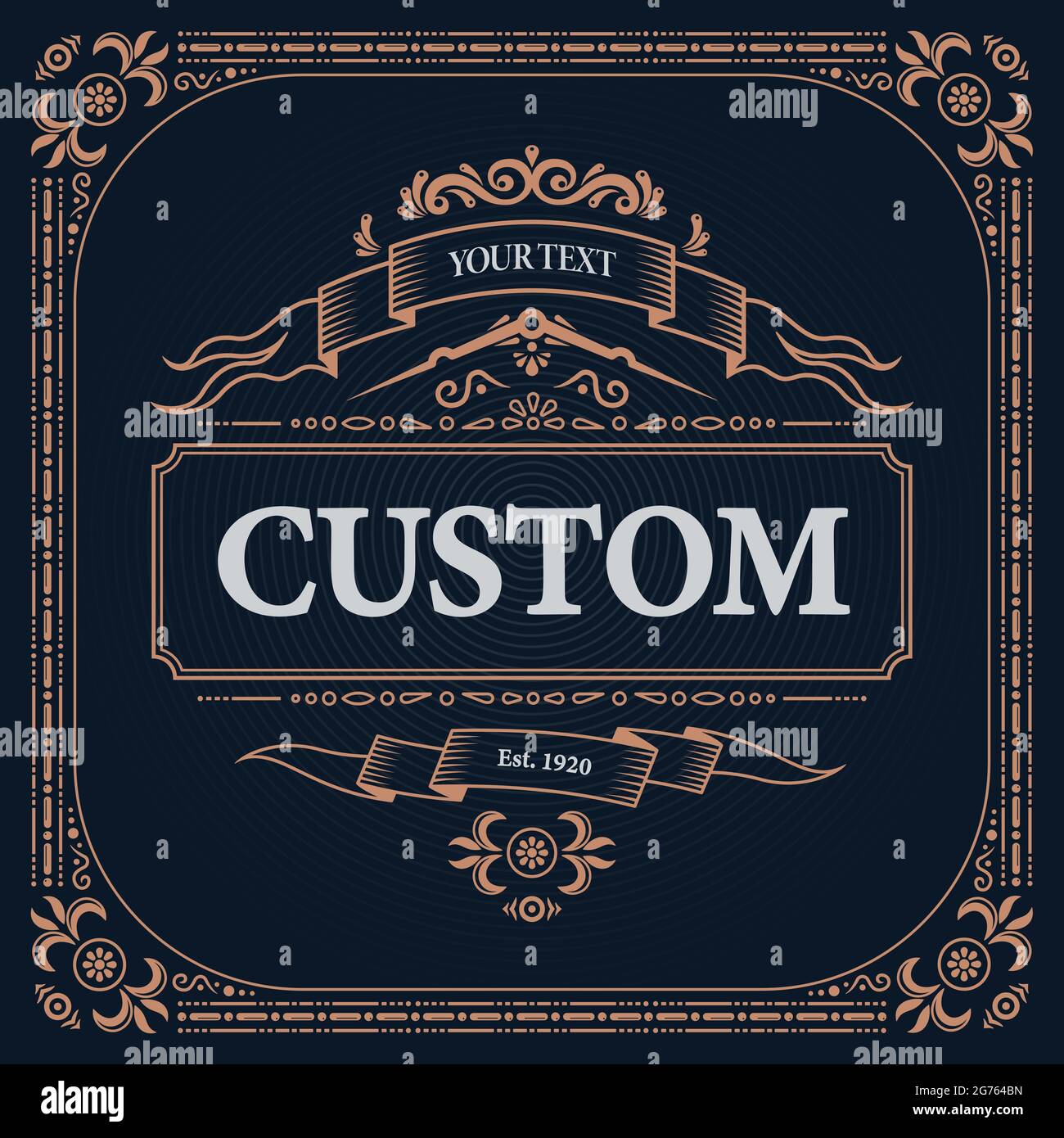 Retro vintage design label composition with editable text and ...
