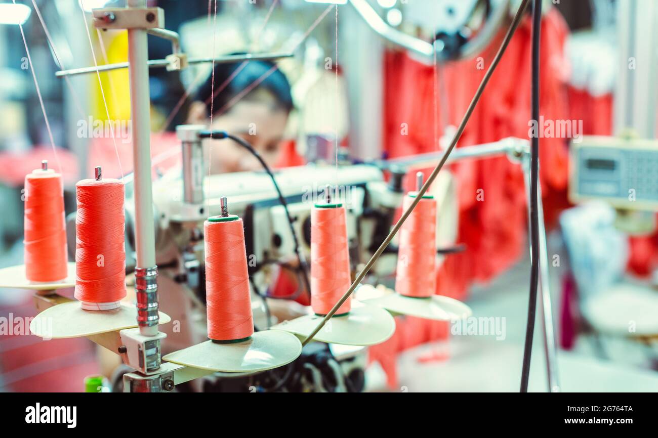 Textile factory in Asia producing textiles for export markets Stock ...