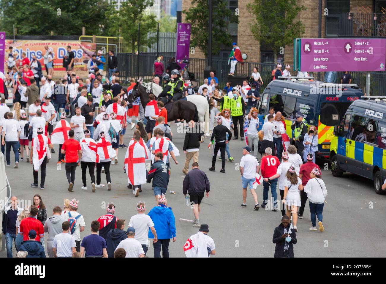 Wembley Park, UK. 11th July 2021. Hundreds of England fans on Wembley ...