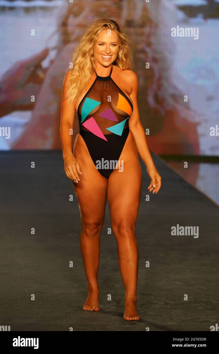 MIAMI, FLORIDA - JULY 10: Kristen Louelle walks for 2021 Sports ... MIAMI, FLORIDA - JULY 10: Kristen Louelle walks for 2021 Sports ...