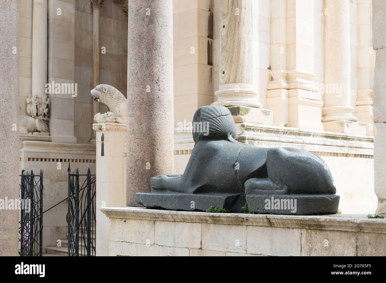 Historic achitecture on town square Peristil in Split, Croatia with ...