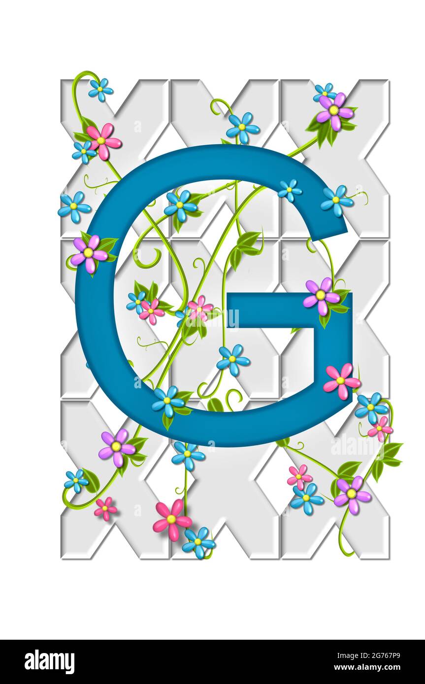 Alpha G in the alphabet set "Garden Trellis" hangs on a white garden ...