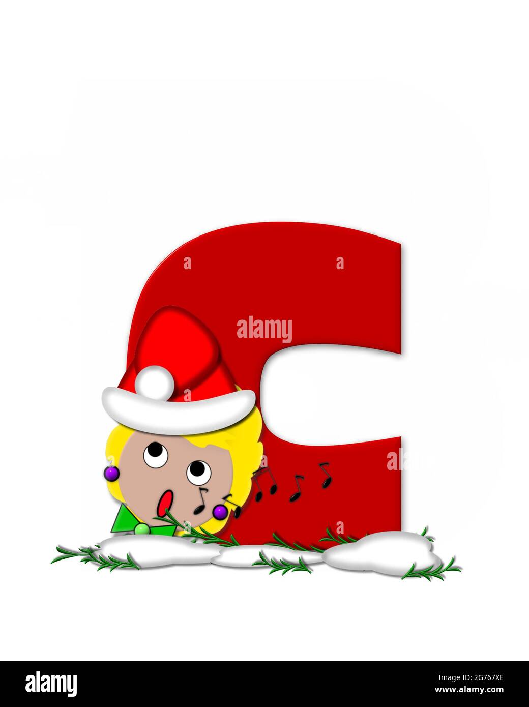 The letter C, in the alphabet set "Carol of Christmas," is red and ...