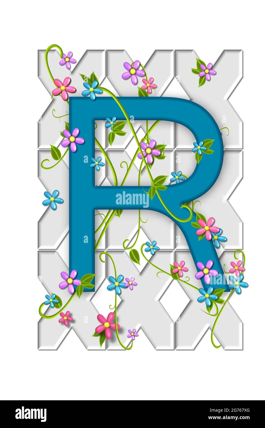 Alpha R in the alphabet set "Garden Trellis" hangs on a white garden ...