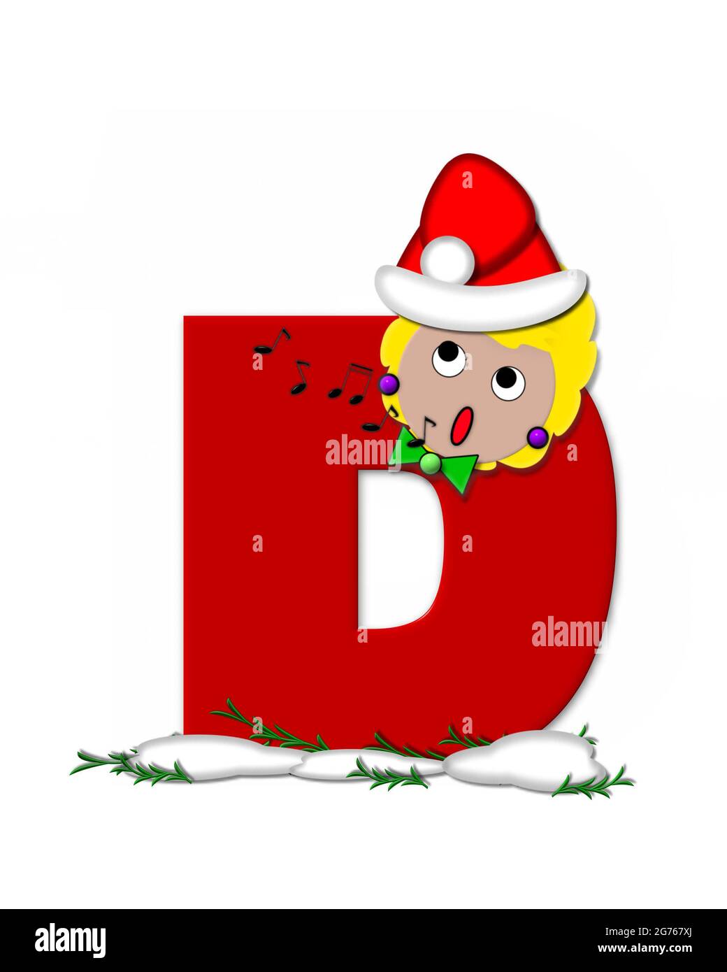 The letter D, in the alphabet set "Carol of Christmas," is red and ...