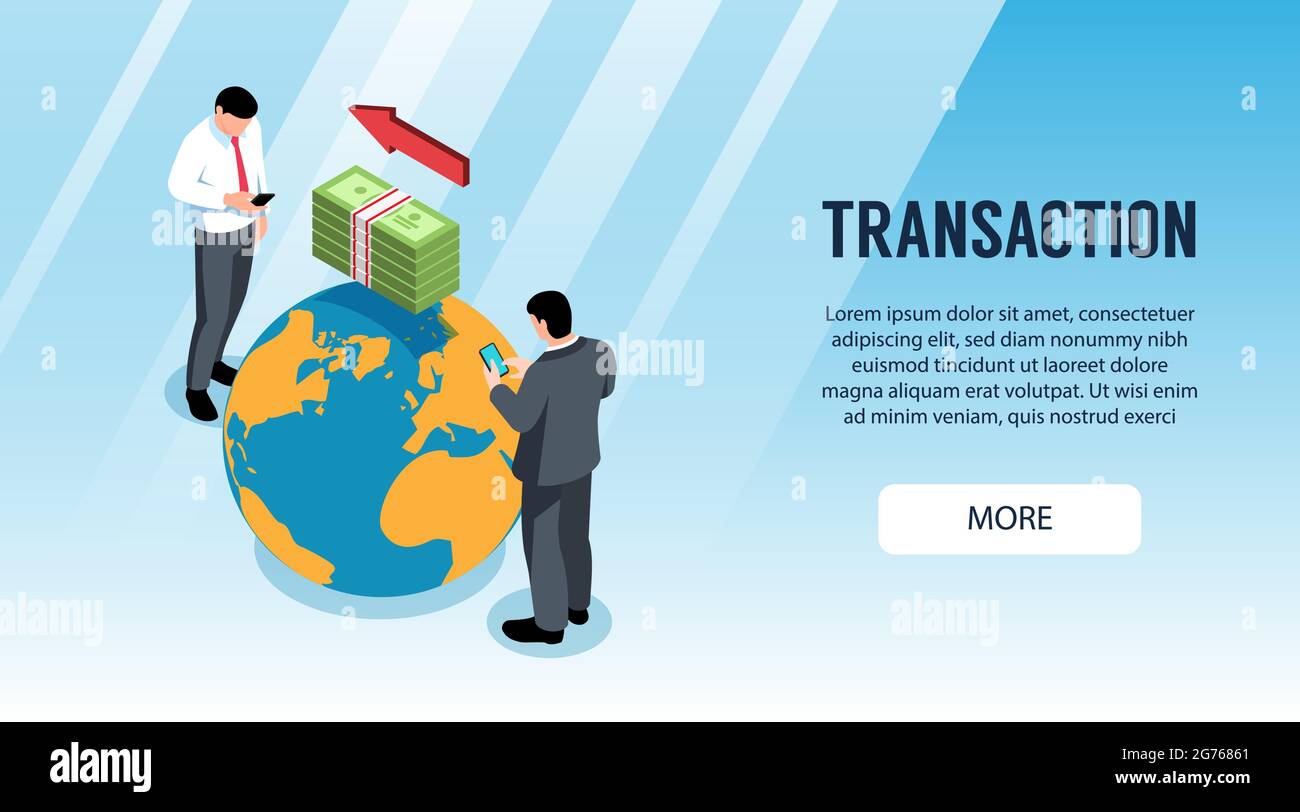 Isometric horizontal banner with people doing bank transaction 3d ...