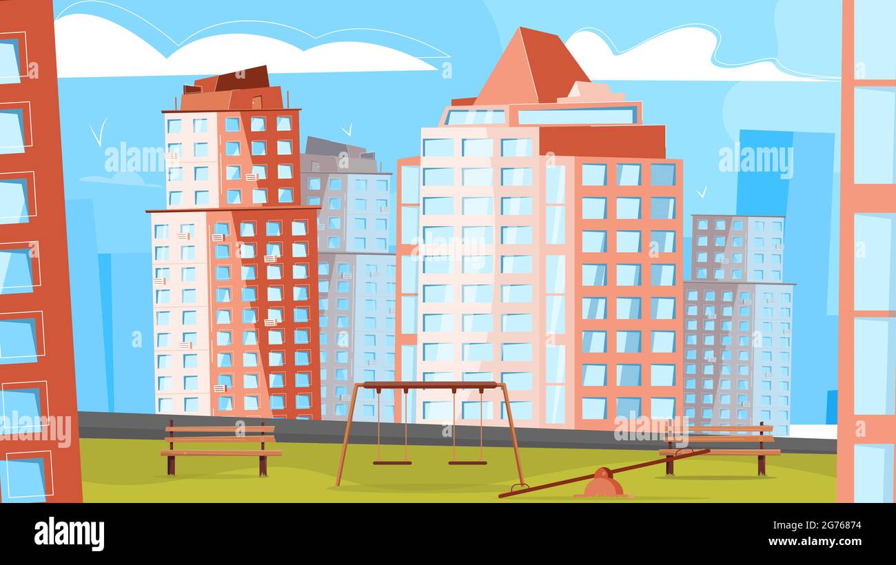 Residential apartment buildings complex landscape Stock Vector Images ...