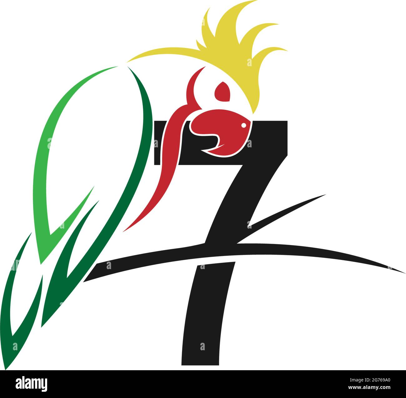 Number 7 with parrot bird icon logo design vector illustration Stock ...