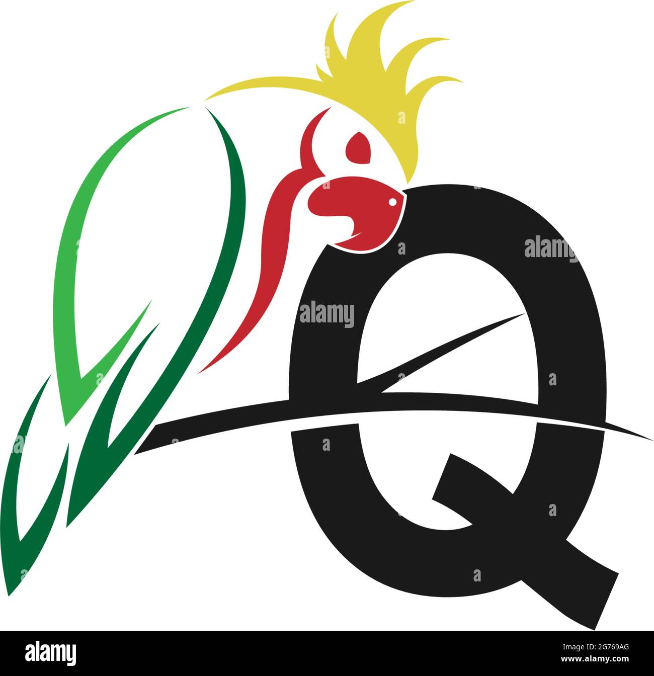 Letter Q with parrot bird icon logo design vector illustration Stock ...