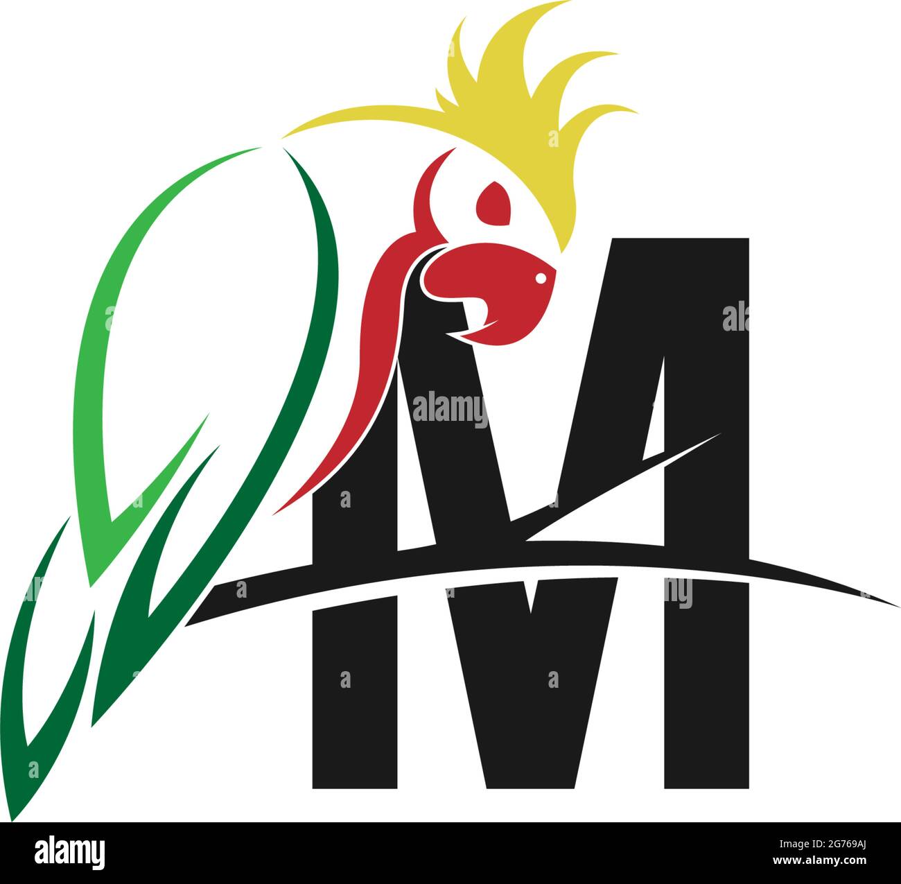Letter M with parrot bird icon logo design vector illustration Stock ...