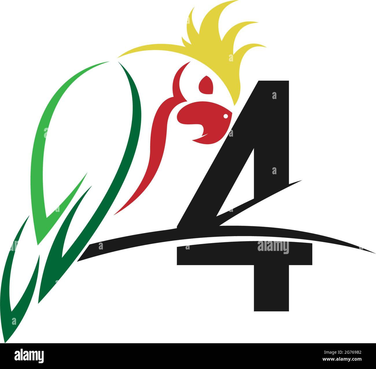 Number 4 with parrot bird icon logo design vector illustration Stock ...