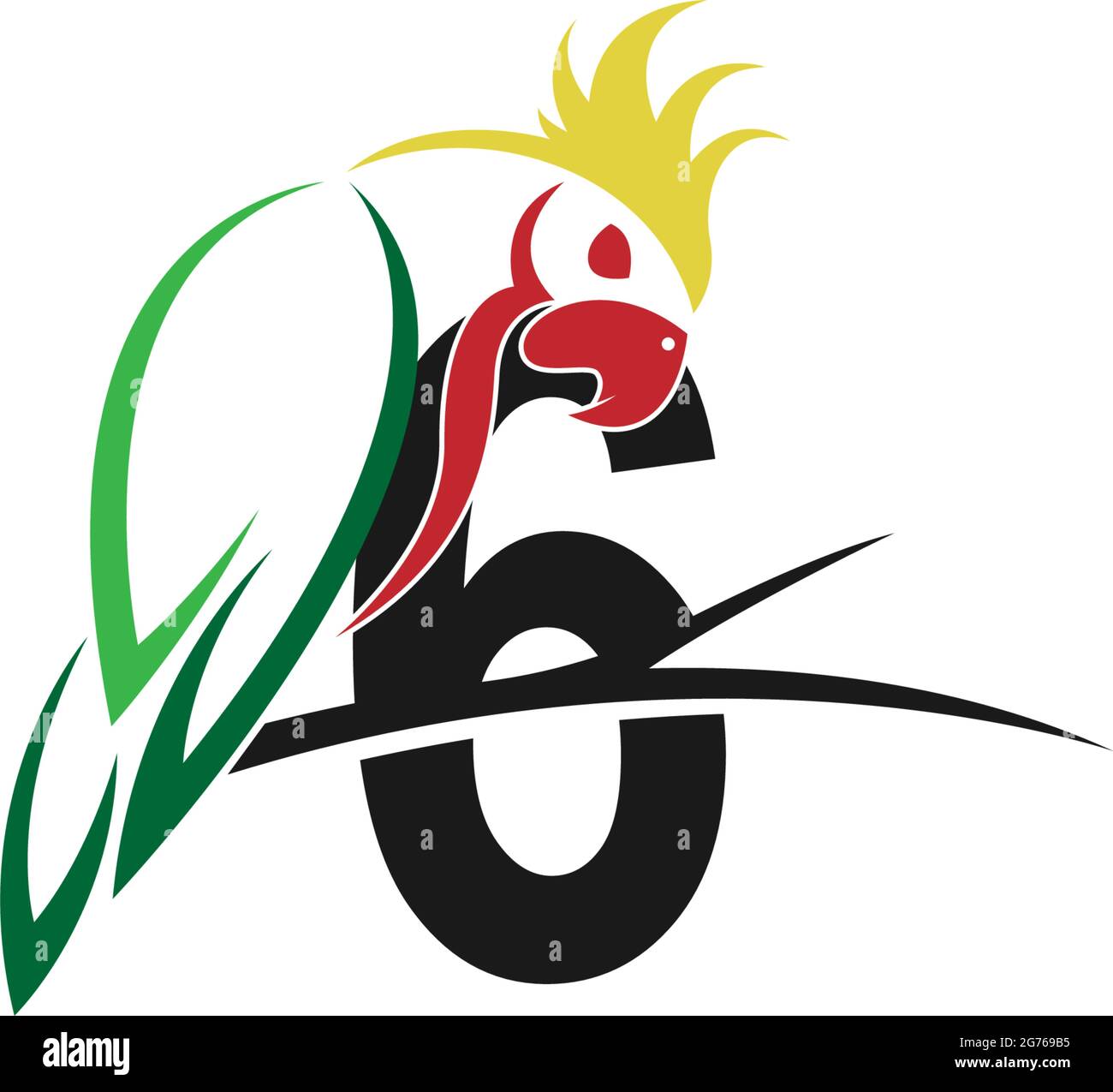 Number 6 with parrot bird icon logo design vector illustration Stock ...