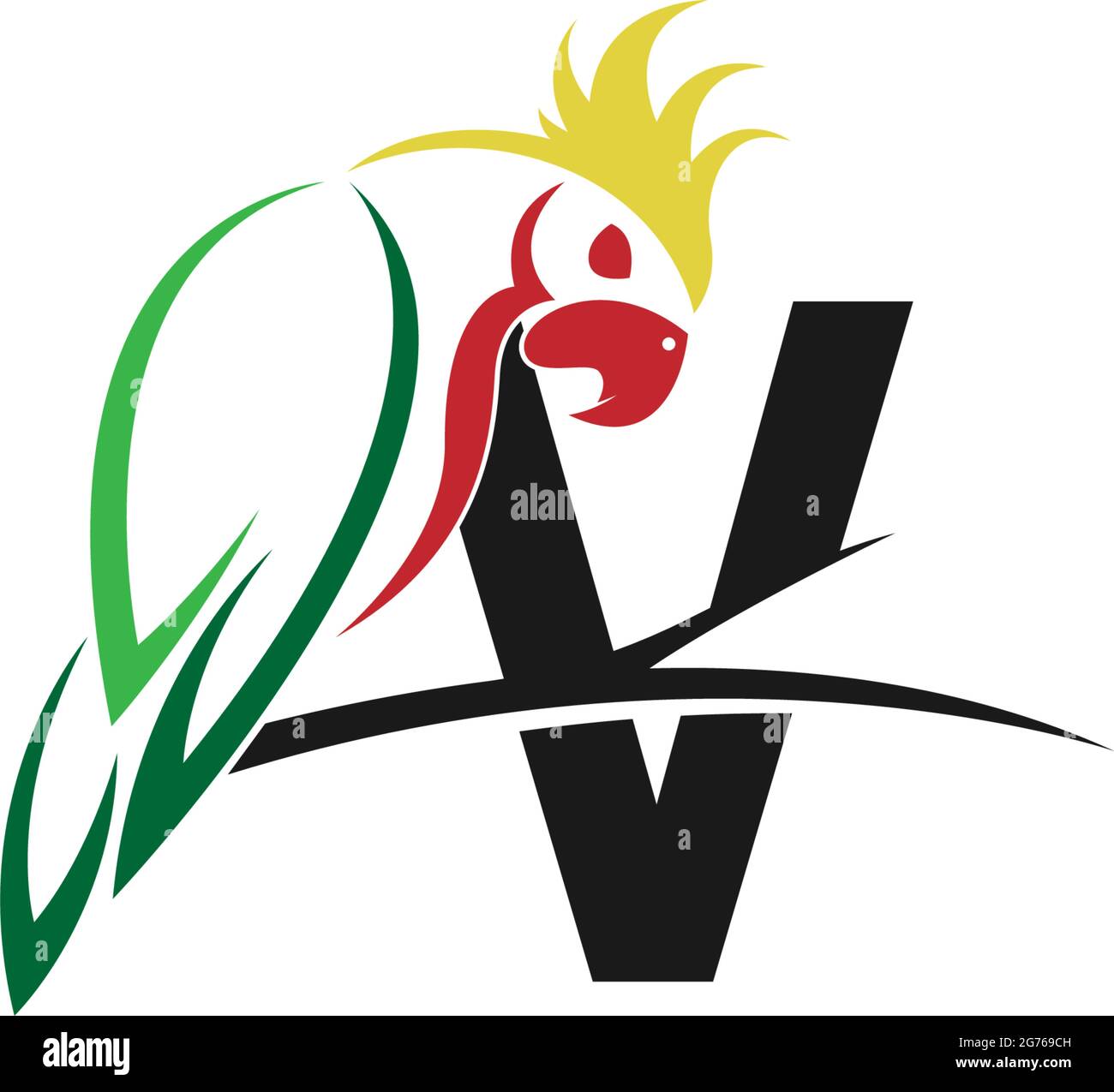 Letter V with parrot bird icon logo design vector illustration Stock ...