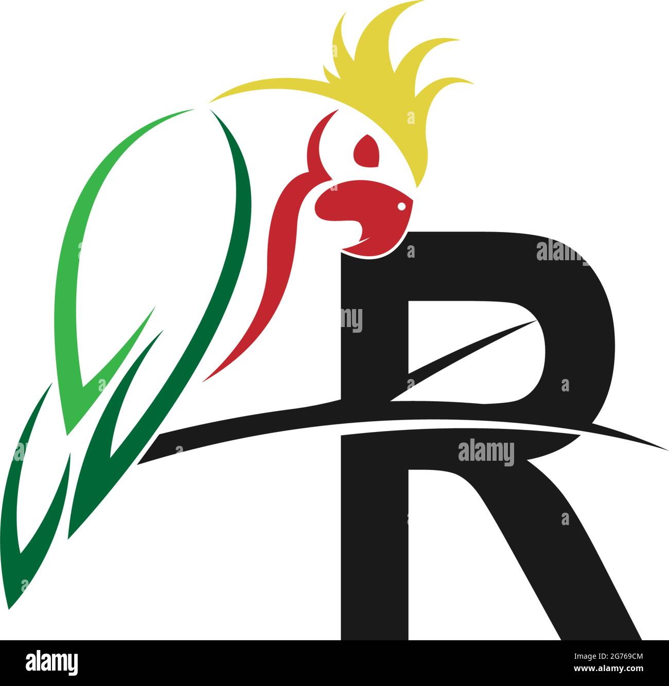 Letter R with parrot bird icon logo design vector illustration Stock ...