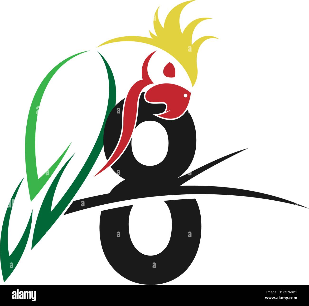 Number 8 with parrot bird icon logo design vector illustration Stock ...