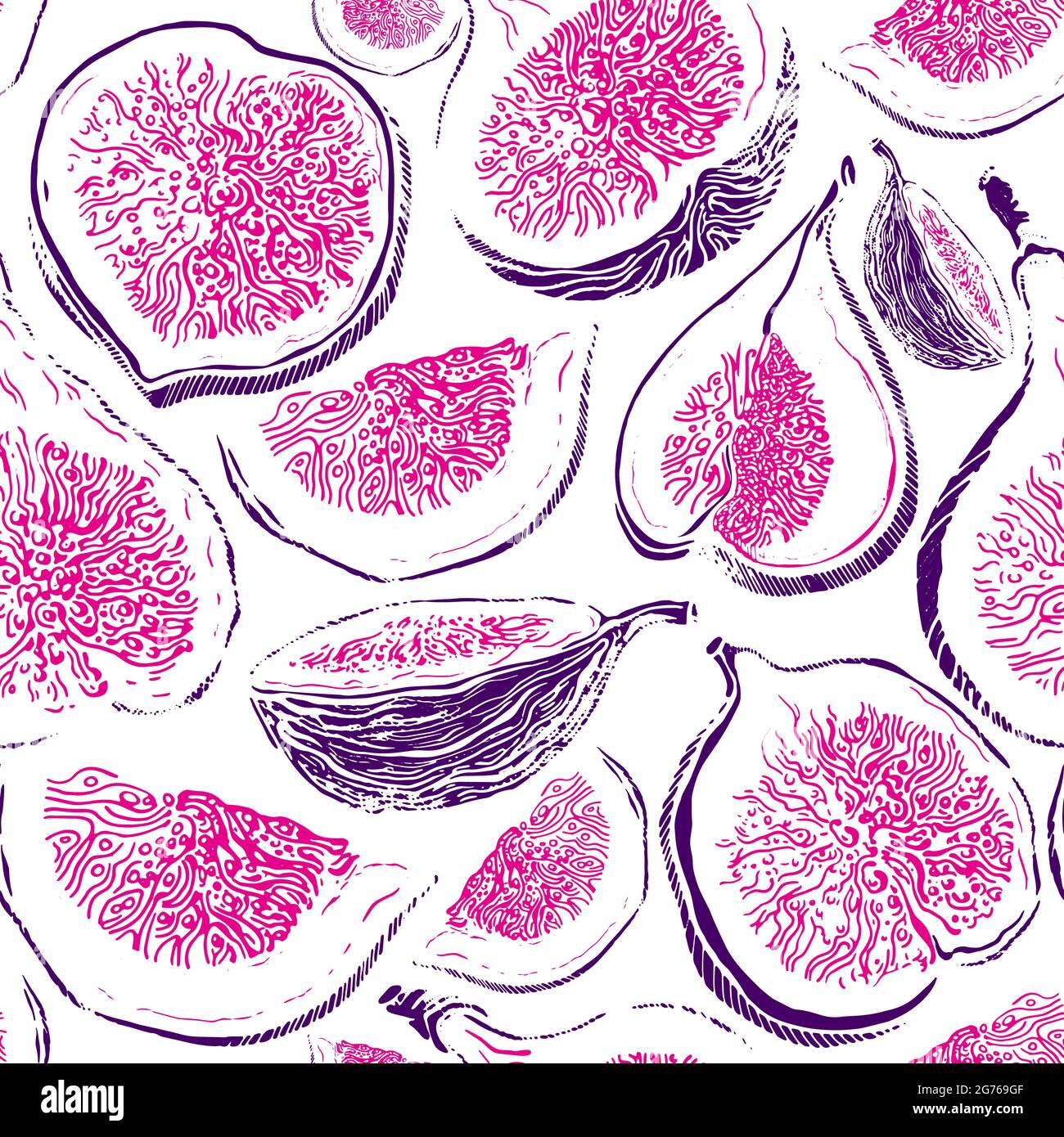 Figs. Juicy bright fruits. Vector seamless pattern. Shape of sweet ...