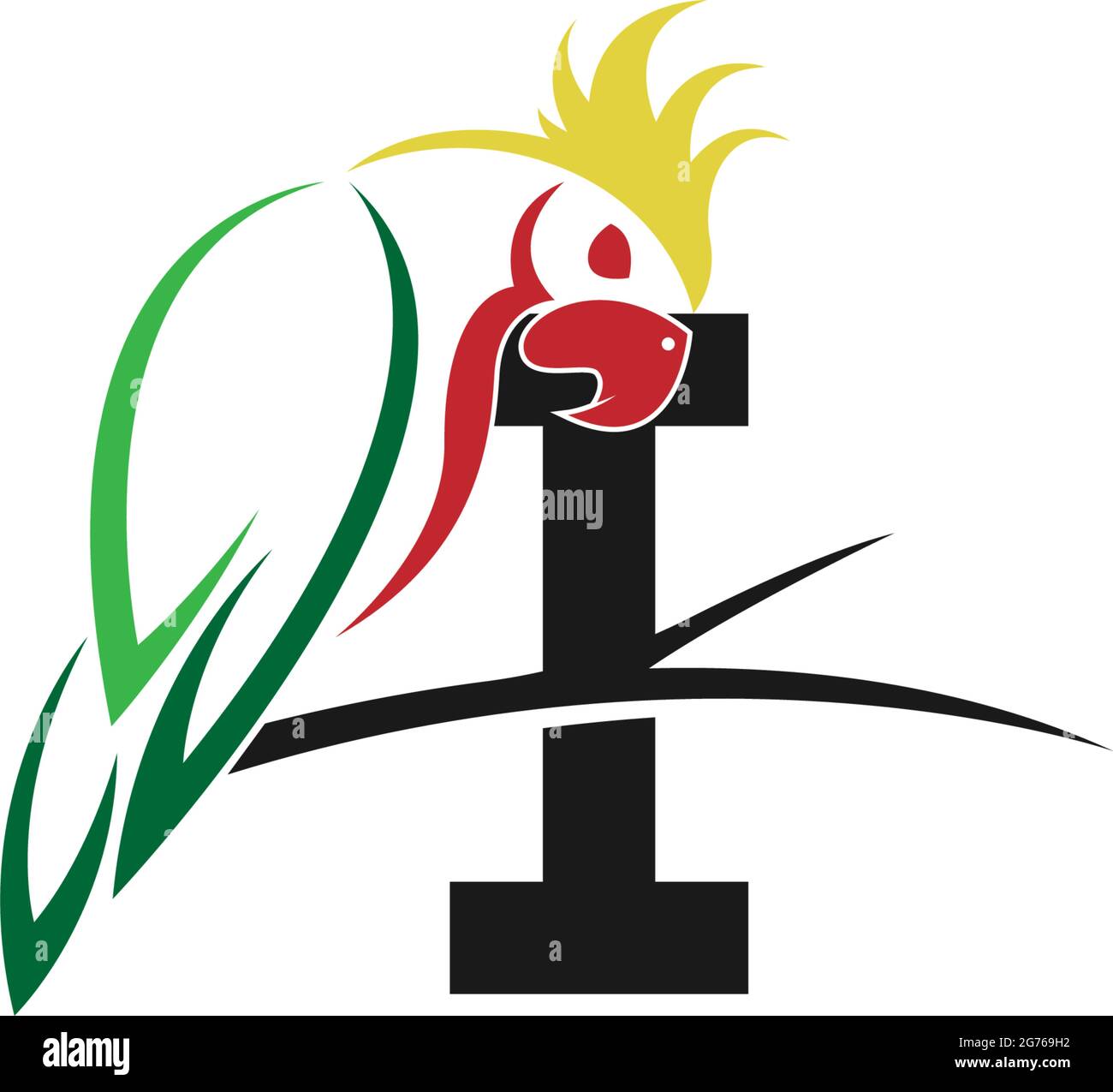 Letter I with parrot bird icon logo design vector illustration Stock ...