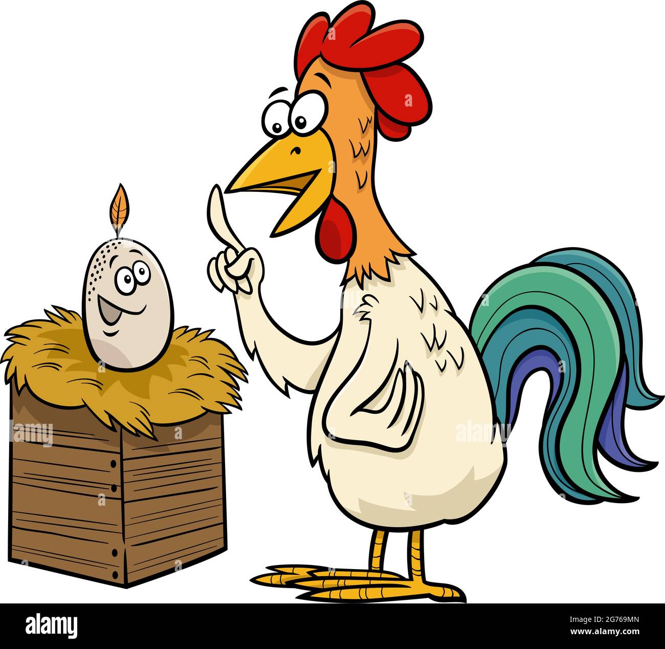 Cartoon illustration of rooster and egg farm animal characters Stock ...