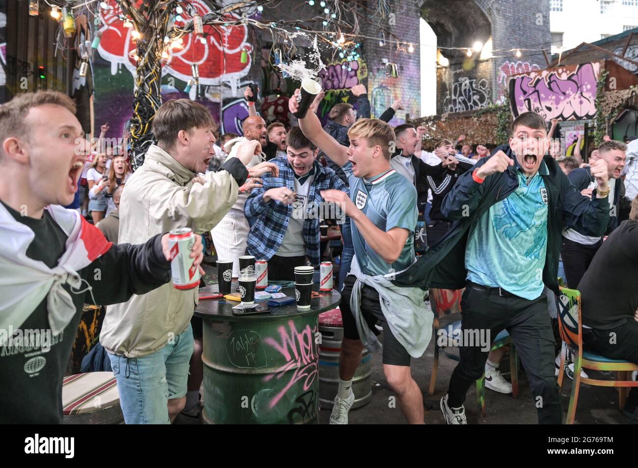 Digbeth, Birmingham, UK July 11th 2021 England football fans celebrate ...
