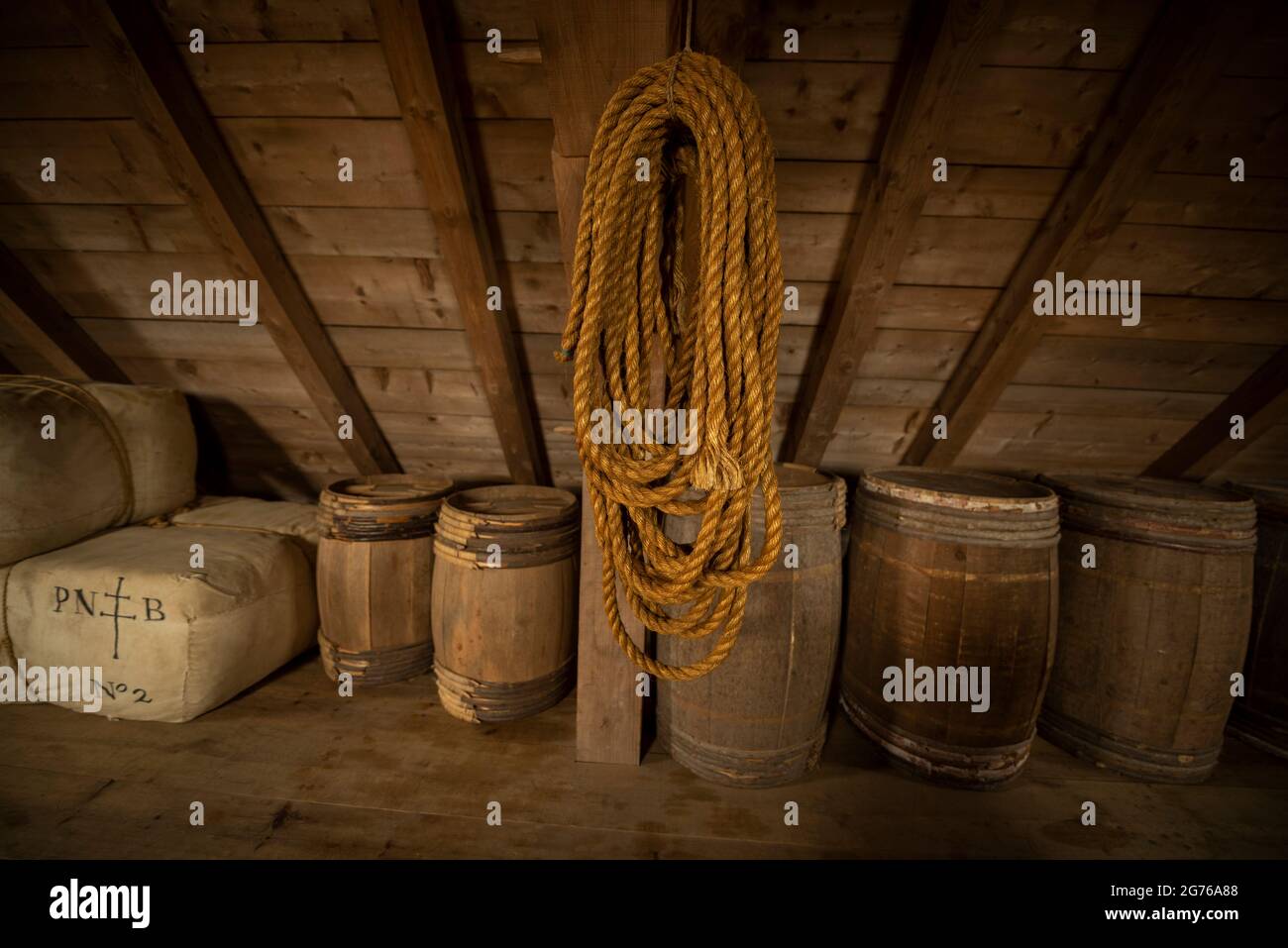 Rope for bundling in recreated interiors at French Fortress Louisbourg ...