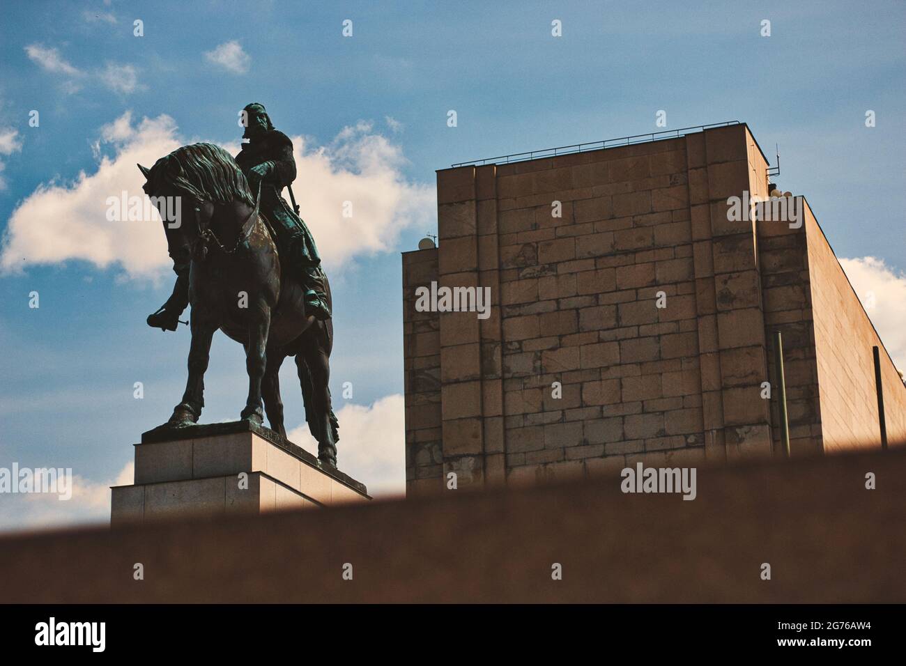 Vitkov hill in Prague with massive horse statue Stock Photo - Alamy