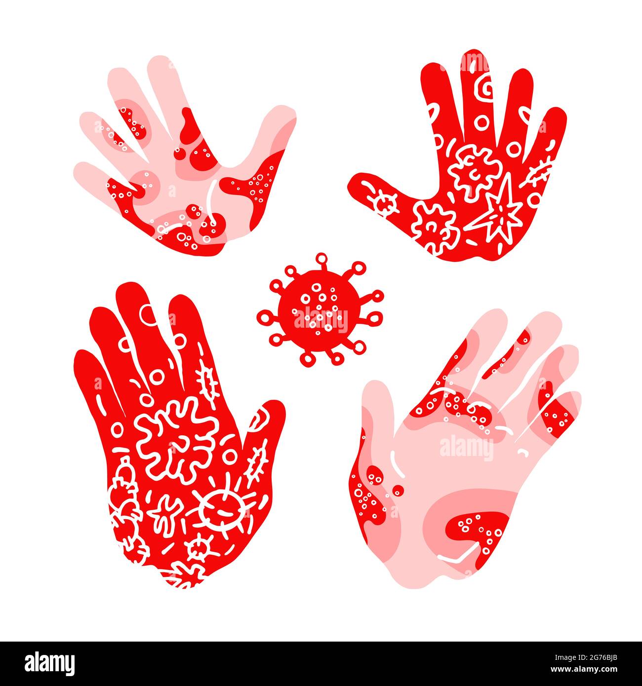 Corona virus. Vector set of human hand. Drawn doodle art illustration ...