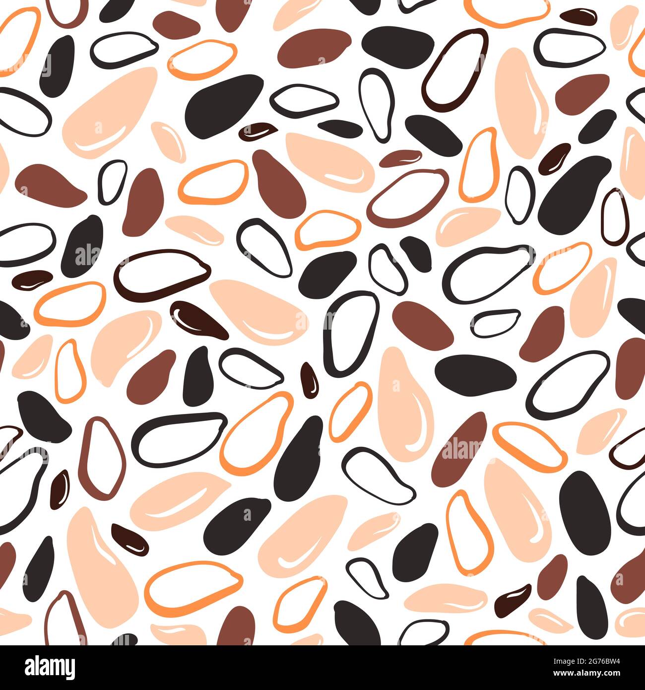 Rice grain. Vector seamless pattern. Natural organic seed. Hand drawn ...