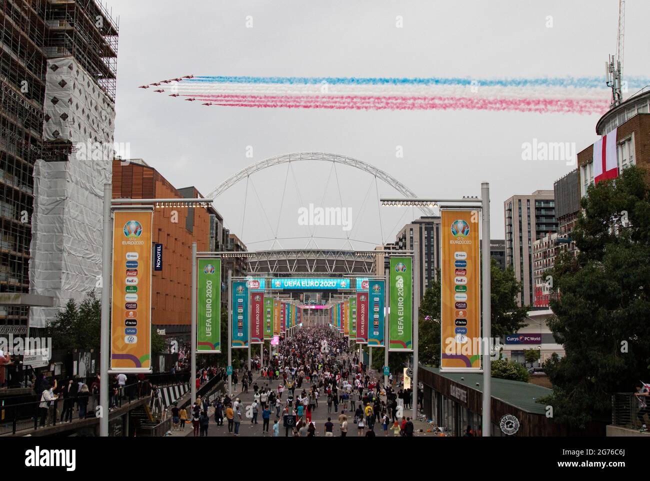 London, UK Red Arrows over Wembley Stadium ahead of Euro 2020 Final at ...