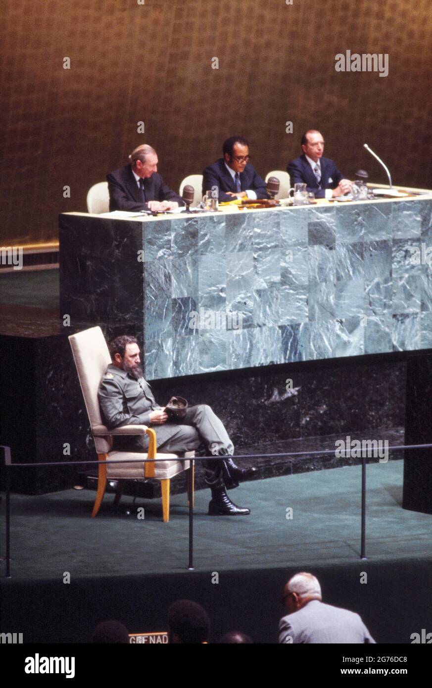 Cuban Leader Fidel Castro, Full-Length Portrait, waiting to speak ...