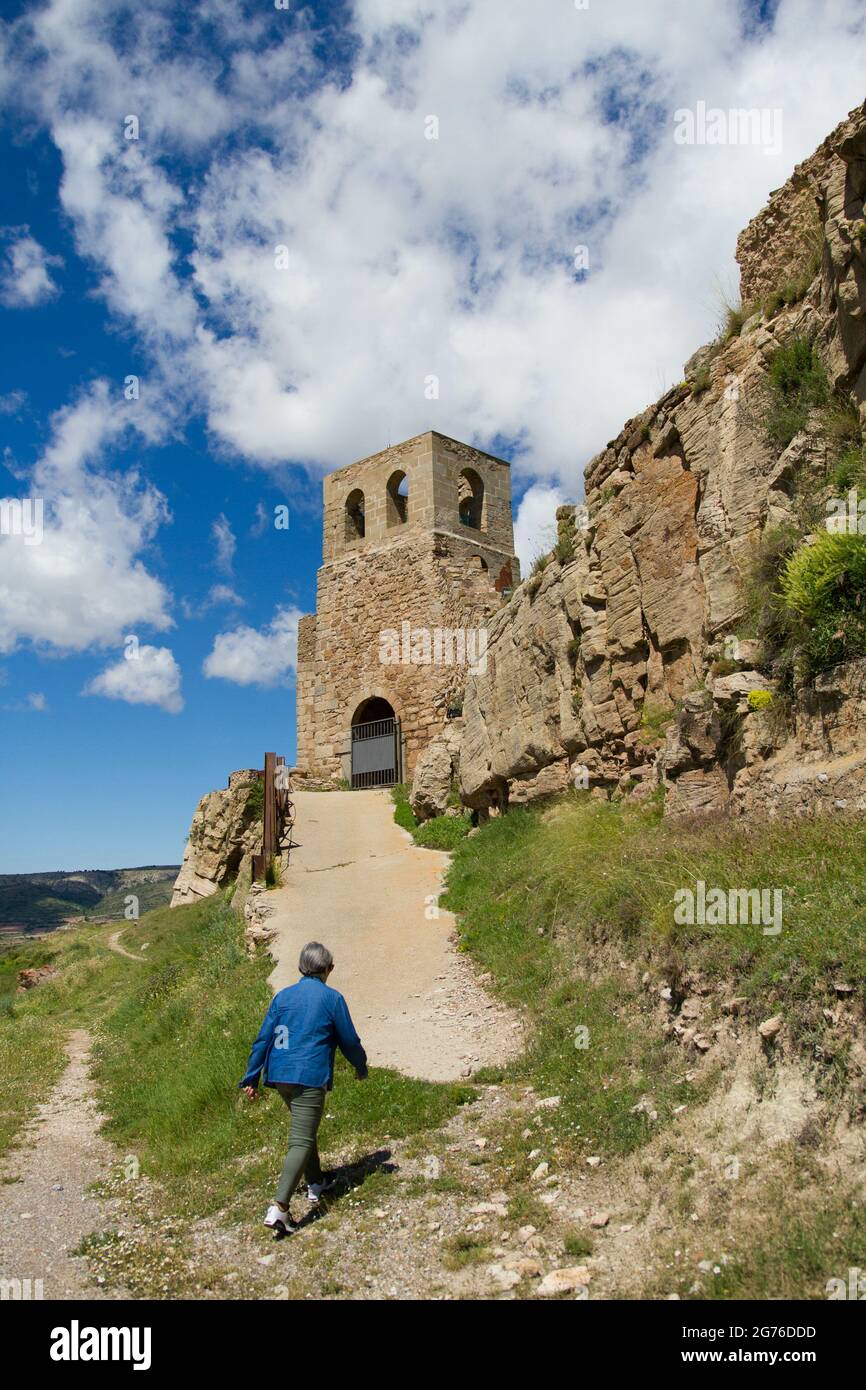 An old Spanish man walking towards the Zarzosa on a sunny day Stock ...